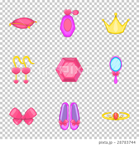 Little girl accessories icons set, cartoon style - Stock Illustration ...