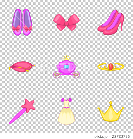 Princess elements icons set, cartoon style-插圖素材 [28783756] - PIXTA圖庫