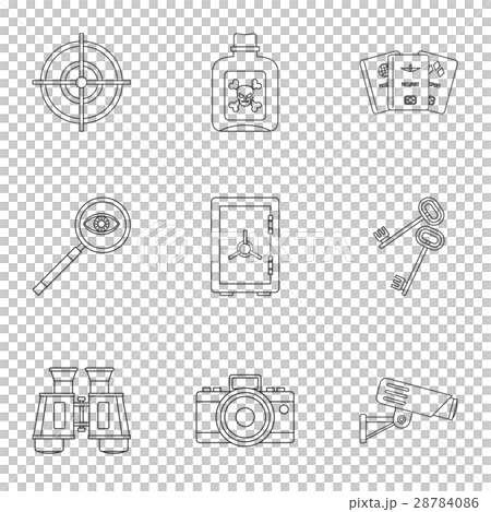 Secret agent icons set, outline style - Stock Illustration [28784086 ...