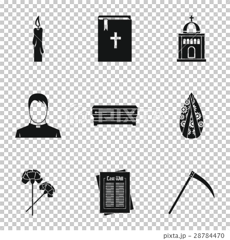Funeral services icons set, simple style - Stock Illustration [28784470 ...