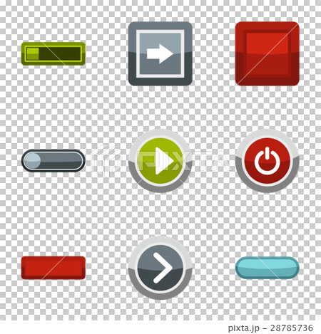 Kind of buttons icons set, flat style - Stock Illustration [28785736 ...