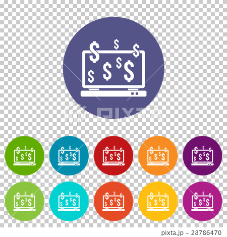 Computer monitor and dollar signs set icons - Stock Illustration [28786470] - PIXTA