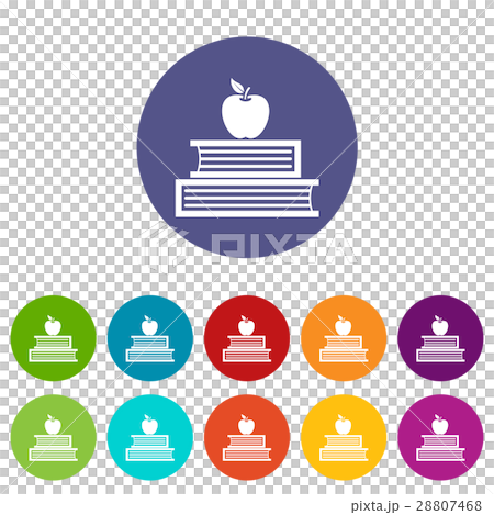Books and apple set icons - Stock Illustration [28807468] - PIXTA