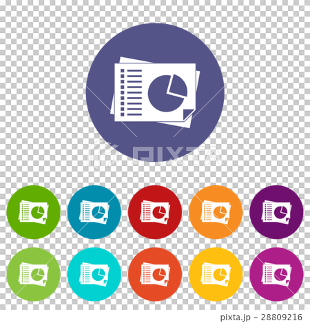 Sheets of paper with charts set icons - Stock Illustration [28809216 ...