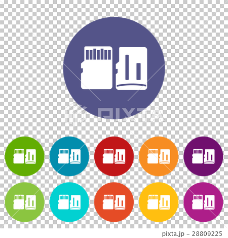 Both sides of SD memory card set icons - Stock Illustration [28809225 ...