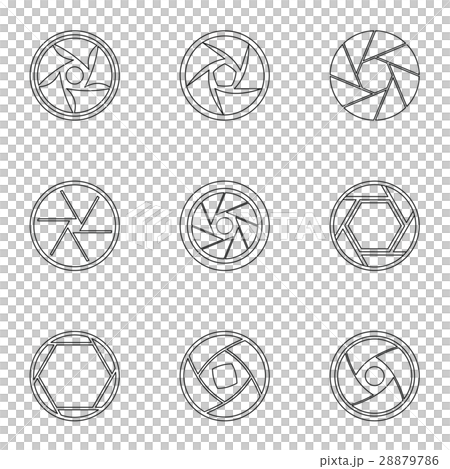 Types of aperture icons set, outline style - Stock Illustration ...