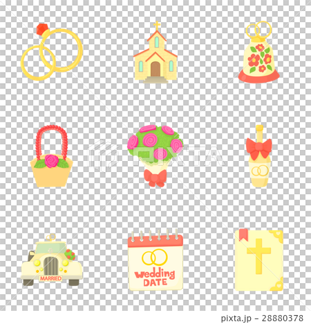 Wedding ceremony icons set, cartoon style - Stock Illustration ...