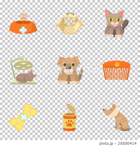 Veterinary things icons set, cartoon style - Stock Illustration ...