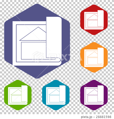 Building plan icons set - Stock Illustration [28881598] - PIXTA