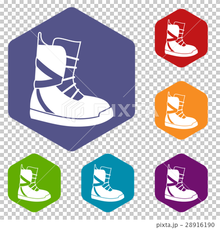 Boot for snowboarding icons set - Stock Illustration [28916190] - PIXTA