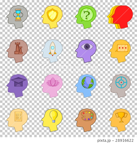 Human mind head icons set, cartoon style - Stock Illustration [28916622 ...
