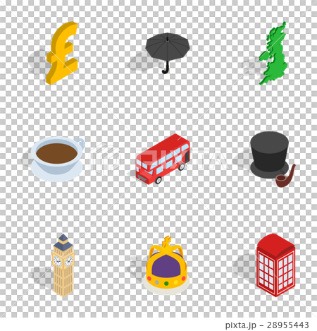 Travel to London icons, isometric 3d style - Stock Illustration ...