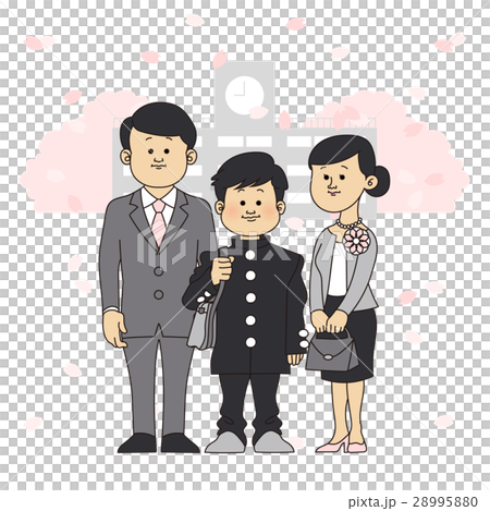 Admission ceremony image Sakura Mai, parents... - Stock Illustration ...