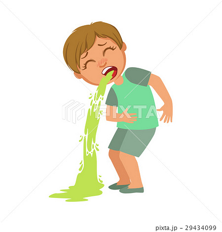 Feeling Sick Cartoon Sick Guy Shivering And Sweating. Feeling Unwell.