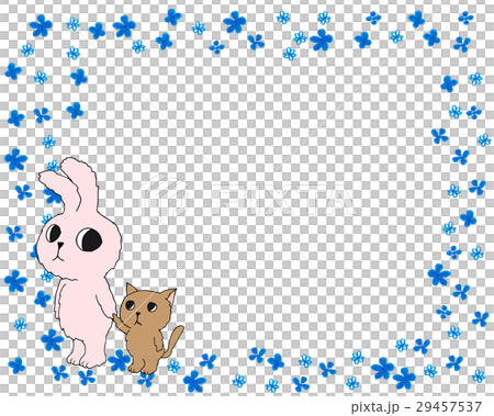 Usagi and cat Flower background - Stock Illustration [29457537] - PIXTA