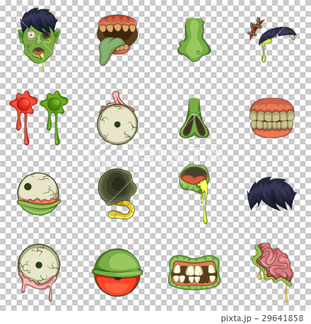 Zombie parts icons set, cartoon style - Stock Illustration [29641858 ...