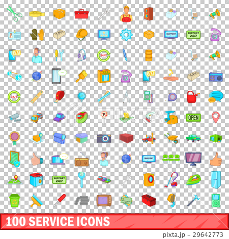 100 service icons set, cartoon style - Stock Illustration [29642773 ...