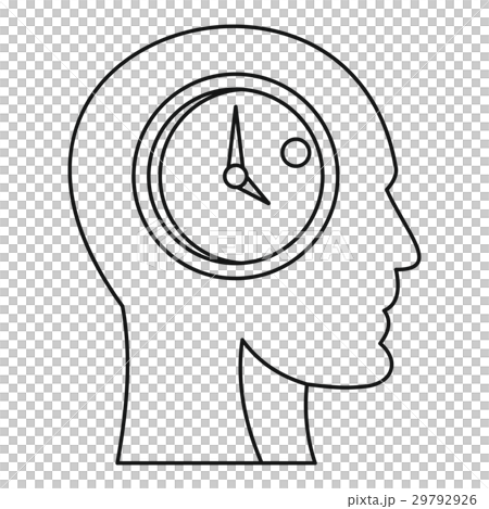 Head with clock inside icon, outline style - Stock Illustration ...