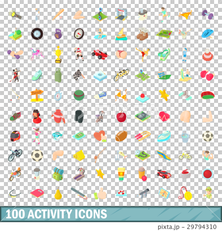 100 activity icons set, cartoon style - Stock Illustration [29794310 ...