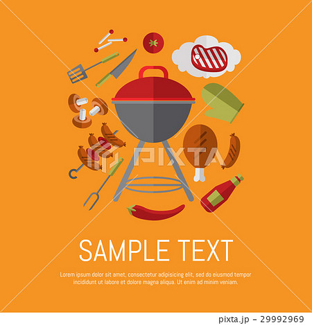 Barbecue grill card, design template.のイラスト素材 [29992969] - PIXTA