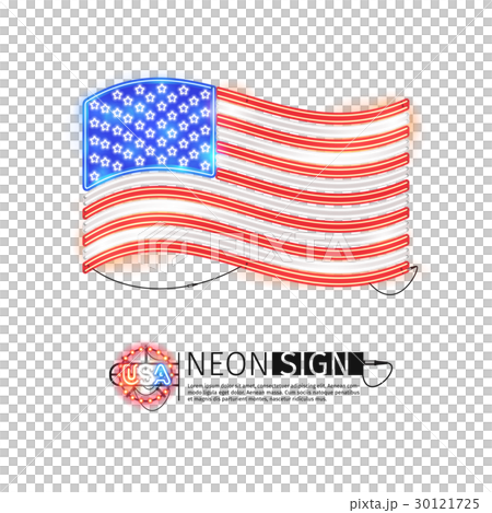 Neon Sign Waving USA Flag - Stock Illustration [30121725] - PIXTA