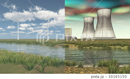 Renewable energy vs. nuclear energyのイラスト素材 [30165150] - PIXTA