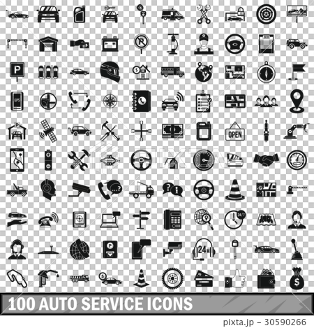 100 auto service center icons set, simple style - Stock Illustration ...