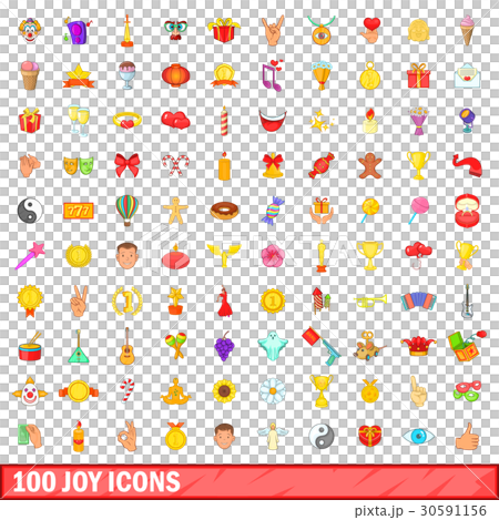 100 joy icons set, cartoon styleのイラスト素材 [30591156] - PIXTA