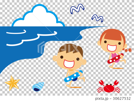 Swimming in the sea - Stock Illustration [30627532] - PIXTA