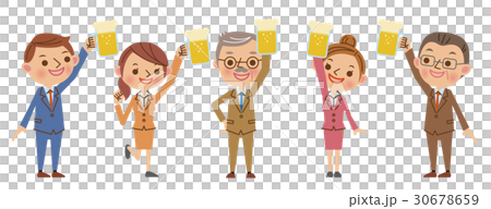 Cheers with draft beer (5 businessmen) - Stock Illustration [30678659 ...