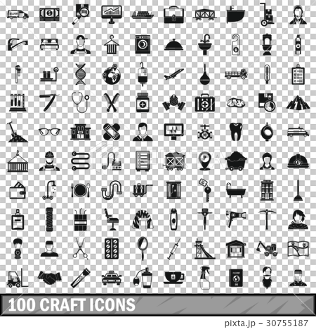 100 craft icons set, simple style - Stock Illustration [30755187] - PIXTA