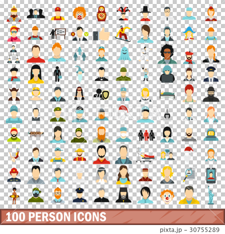 100 person icons set, flat style - Stock Illustration [30755289] - PIXTA