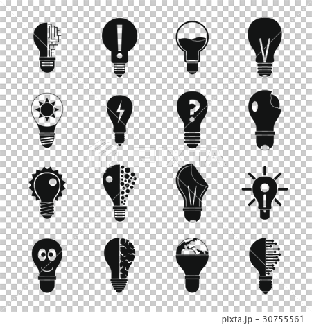 Lamp logo icons set yellow, simple style-插圖素材 [30755561] - PIXTA圖庫