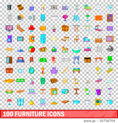 100 furniture icons set, cartoon style - Stock Illustration [30756704 ...
