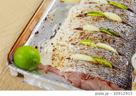 Marinated fried fish fry with spices lemon filetsの写真素材 [30912915] - PIXTA