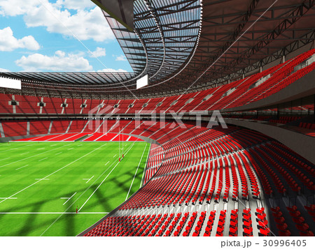 Beautiful modern rugby stadium with red seatsのイラスト素材 [30996405] - PIXTA