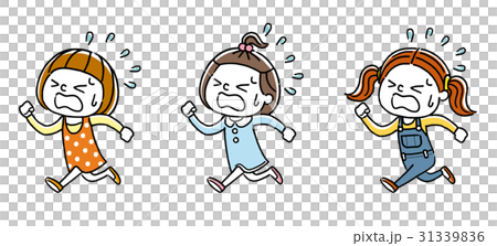 Girls running hastily: Set - Stock Illustration [31339836] - PIXTA