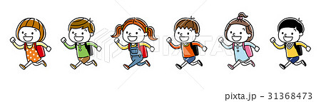 子供たち：走って通学するのイラスト素材 [31368473] - PIXTA