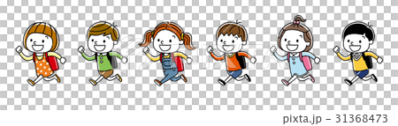 子供たち：走って通学するのイラスト素材 [31368473] - PIXTA