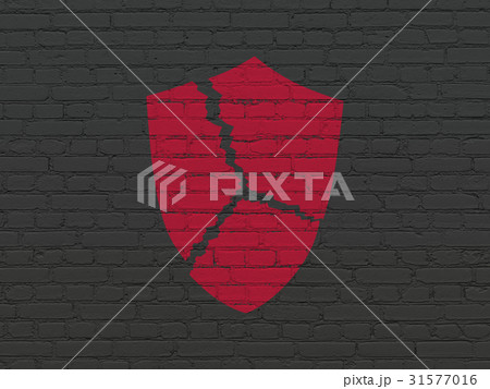 Safety concept: Broken Shield on wall backgroundのイラスト素材 [31577016] - PIXTA