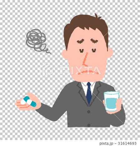 A businessman who does not want to take medicine - Stock Illustration ...