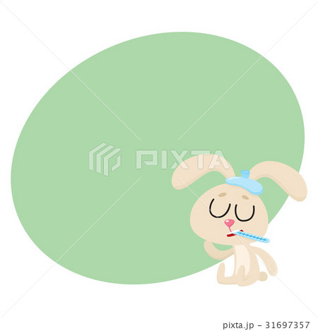 Sick rabbit having flu, sitting with ice packのイラスト素材 [31697357] - PIXTA