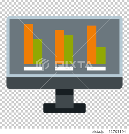 Bar graph on the screen of computer icon isolated - Stock Illustration ...