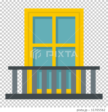 Balcony with a yellow window icon isolated - Stock Illustration ...