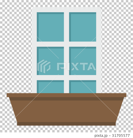 White window and flower box icon isolated - Stock Illustration ...