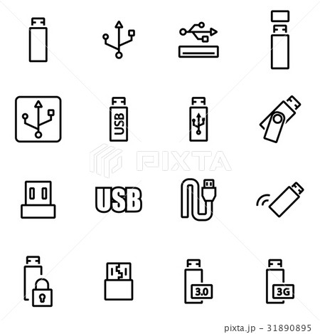 Vector line usb icon setのイラスト素材 [31890895] - PIXTA