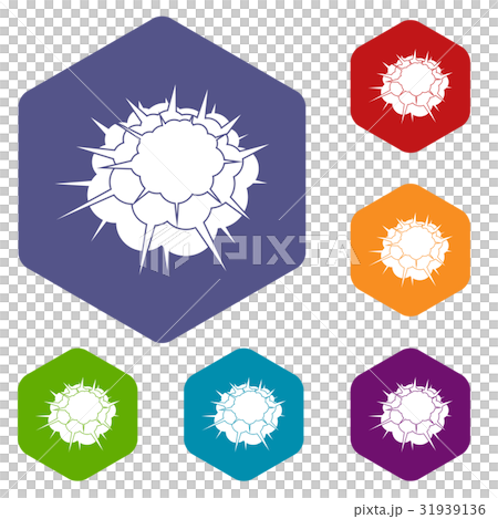 Atomic explosion icons set hexagon - Stock Illustration [31939136] - PIXTA