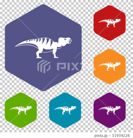 Hadrosaurid dinosaur icons set hexagon - Stock Illustration [31939226 ...
