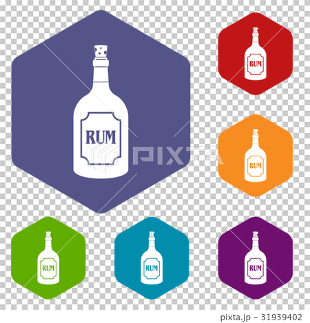 Rum icons set hexagon - Stock Illustration [31939402] - PIXTA