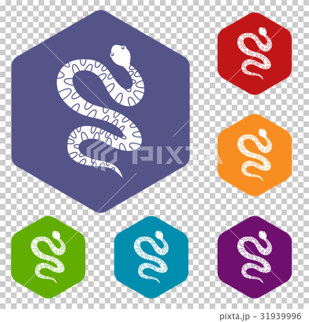 Black writhing snake icons set hexagon - Stock Illustration [31939996 ...